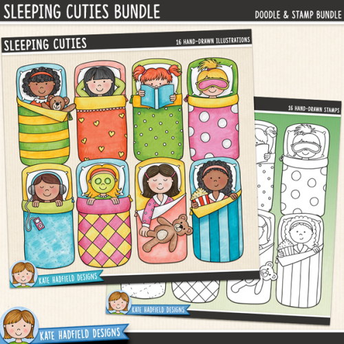 PJ Party clip art and line art bundle