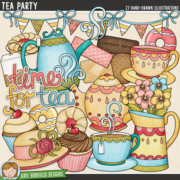 Tea Party digital scrapbook kit