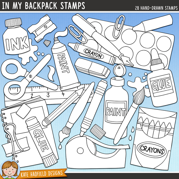 Back to School BIG clip art and line art bundle