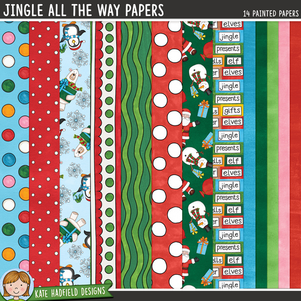 Jingle All The Way digital scrapbook papers