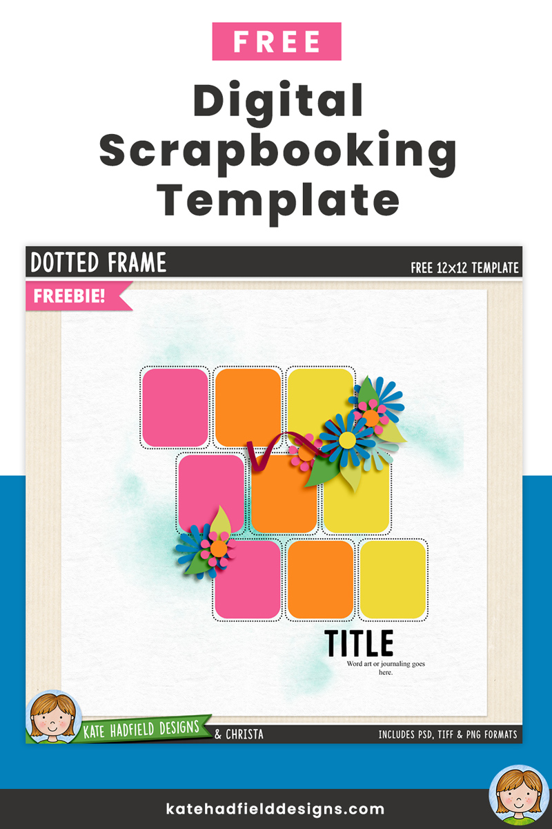 Free Digital Scrapbooking Template: Dotted Frame - Kate Hadfield Designs